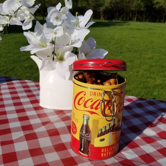 Coca Cola | Party Supplies | Cocacola Tound Locktop Tin Canister | Poshmark